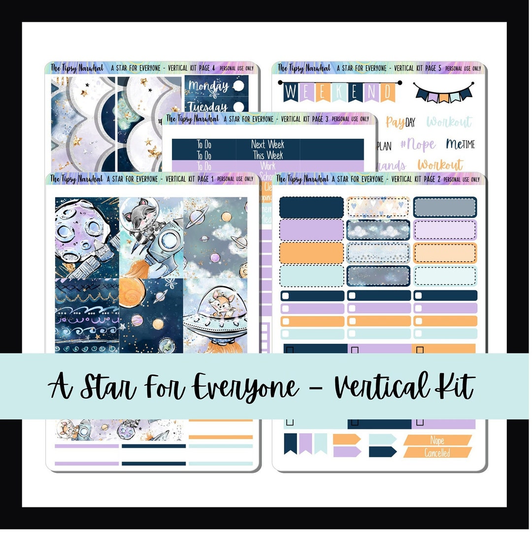 Printable Planner Sticker Kit, Digital Download, Vertical Planner, Erin ...