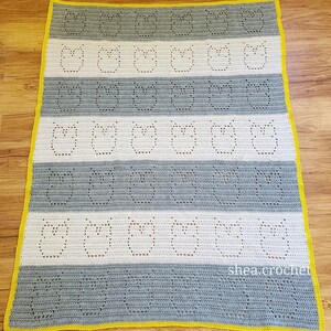 Owl Filet Crochet Blanket Crochet Pattern - PDF File - Beginner ...