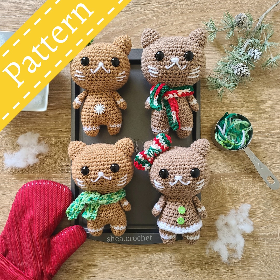 Crochet Pattern - Gingerbread Cats - Christmas - Holidays - Etsy