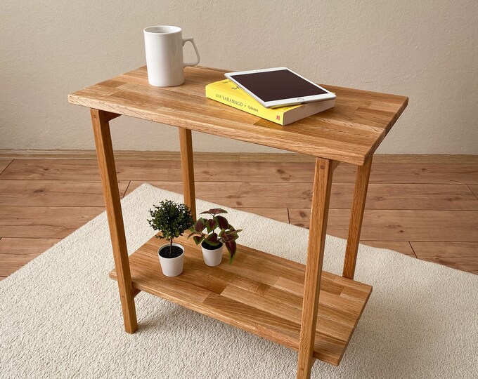 Oak End Table, Solid Oak Side Table, Narrow End Table, Couch Table ...