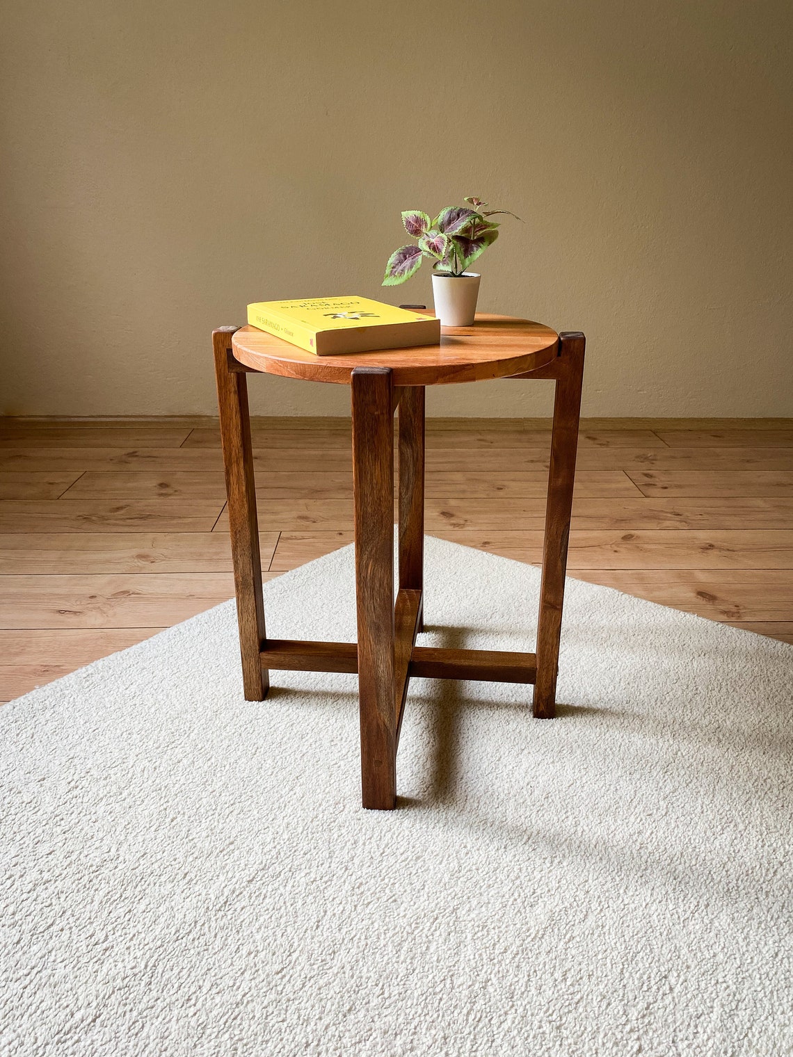 Unique Side Table Wooden End Table Bedside Table Round Side - Etsy