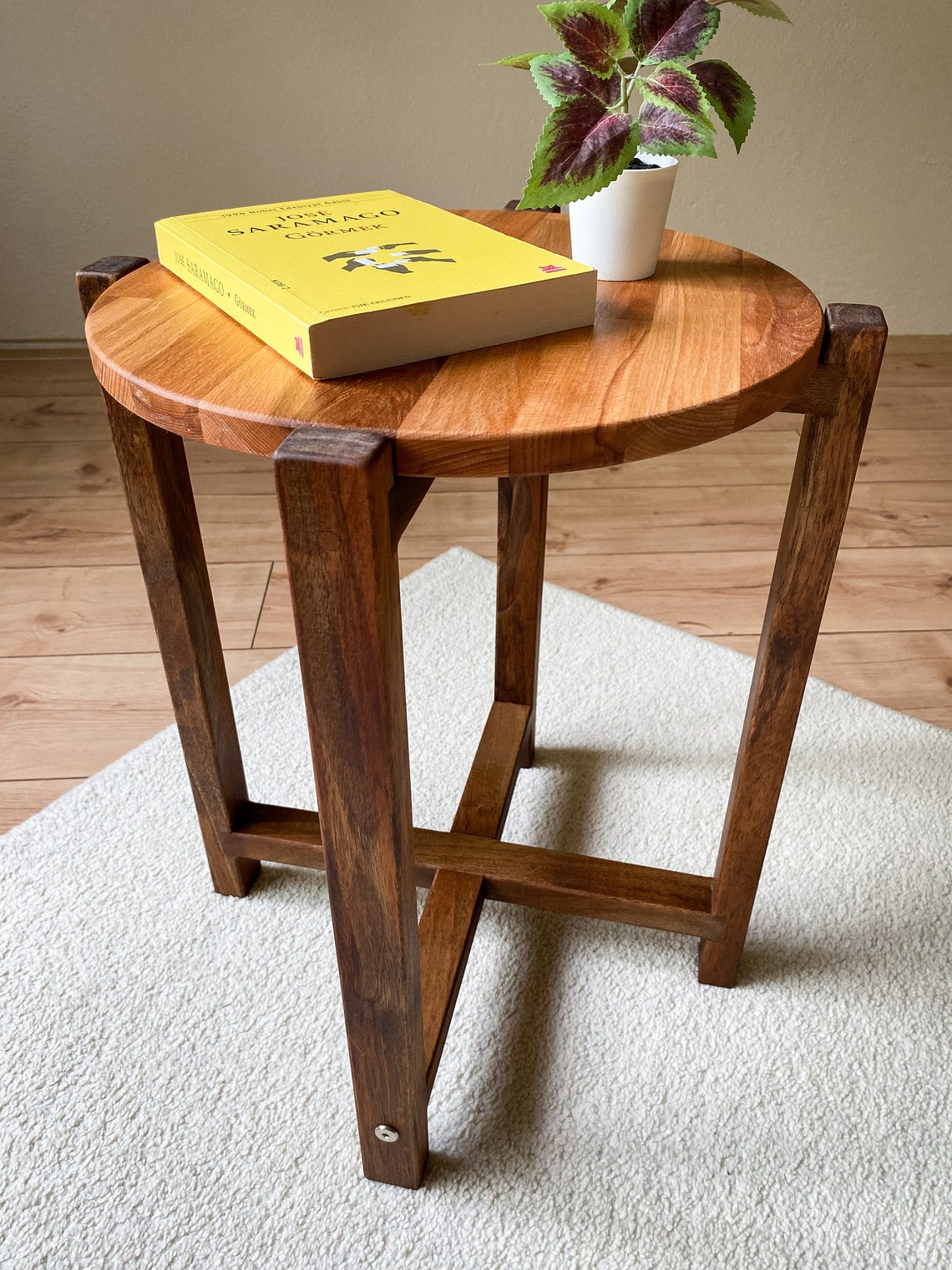 Unique Side Table Wooden End Table Bedside Table Round Side - Etsy