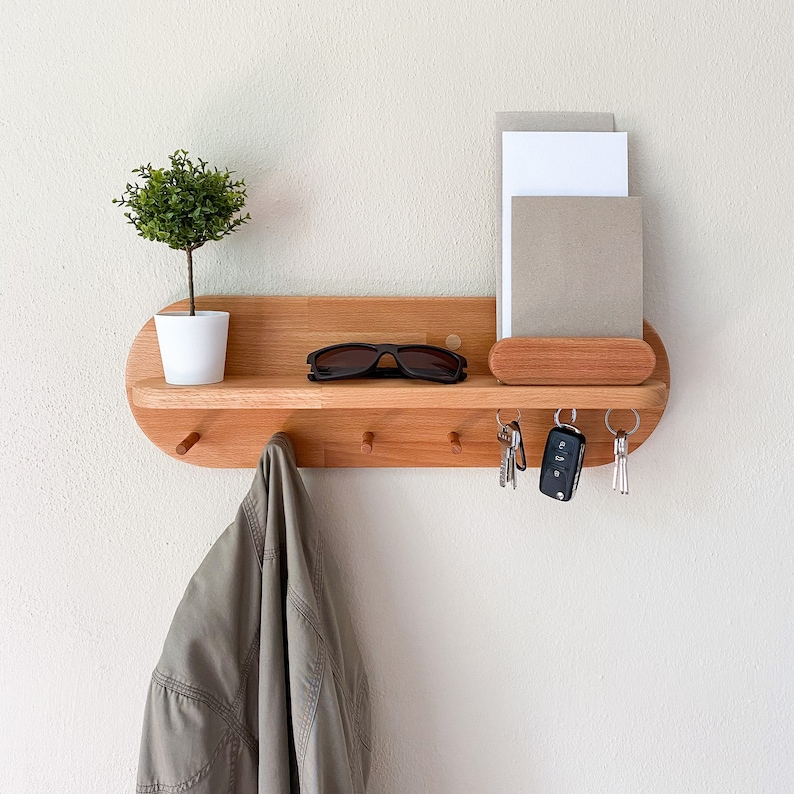 Entryway Organizer Key Holder With Shelf Entryway Shelf - Etsy