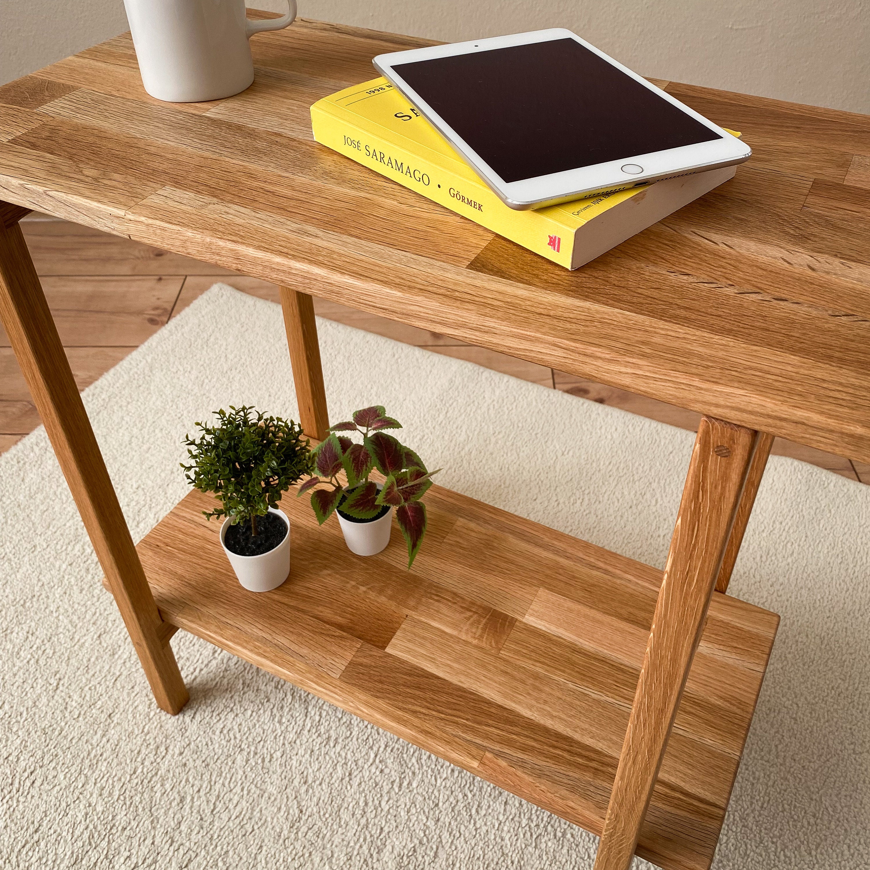 Oak End Table, Solid Oak Side Table, Narrow End Table, Couch Table ...