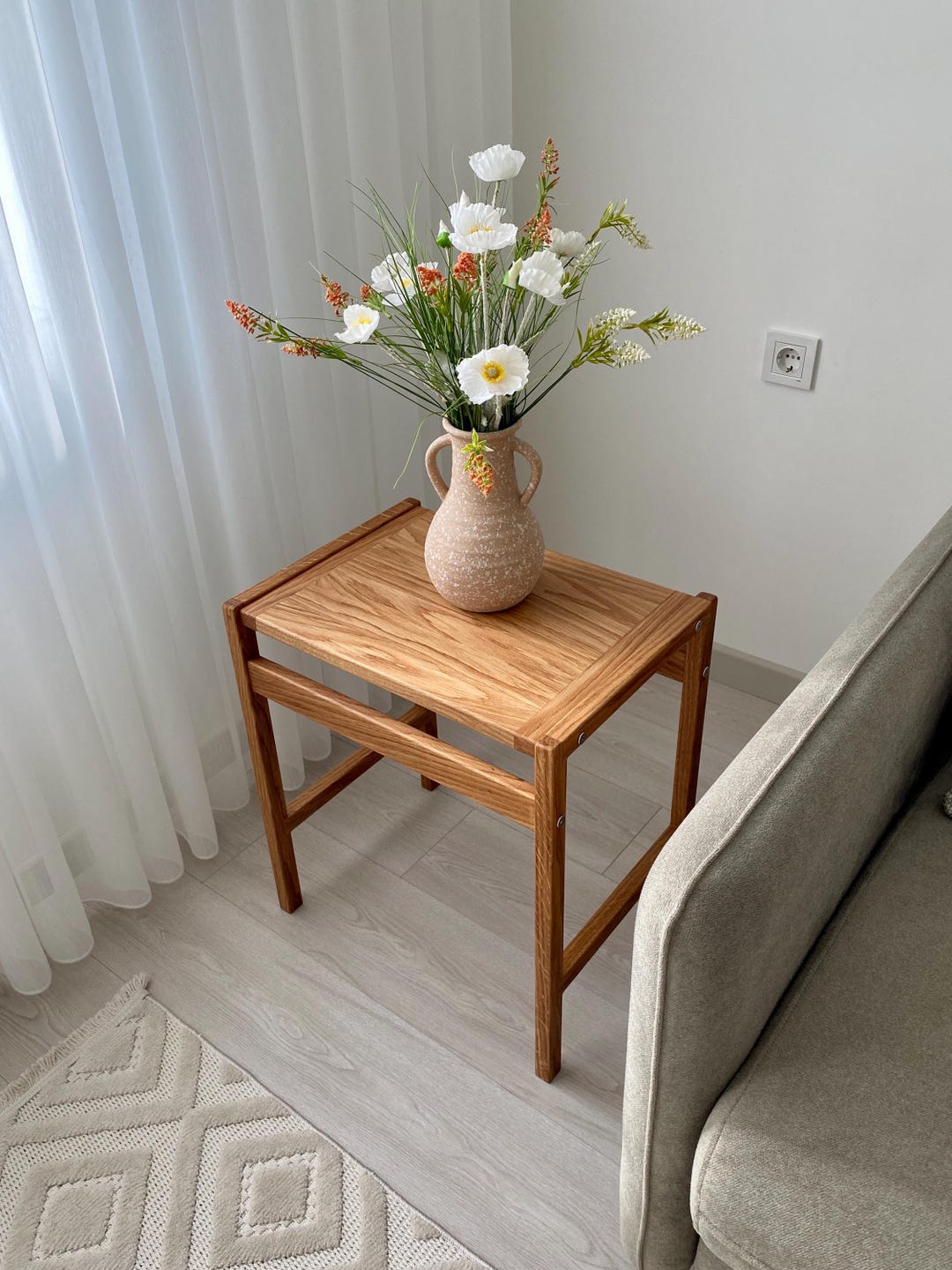 Solid Oak Side Table: Minimalist Scandinavian End Table - Etsy