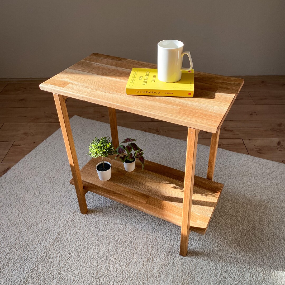 Oak End Table, Solid Oak Side Table, Narrow End Table, Couch Table ...