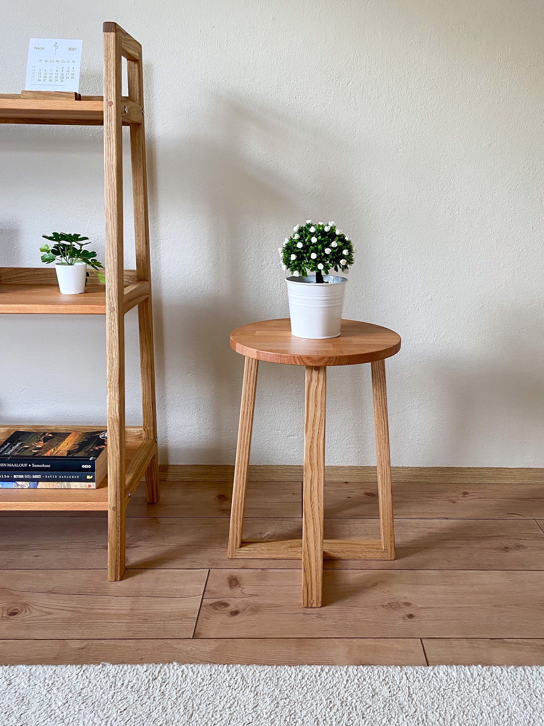 Wooden Stool Handmade Round Stool Side Table Bedside Table - Etsy UK
