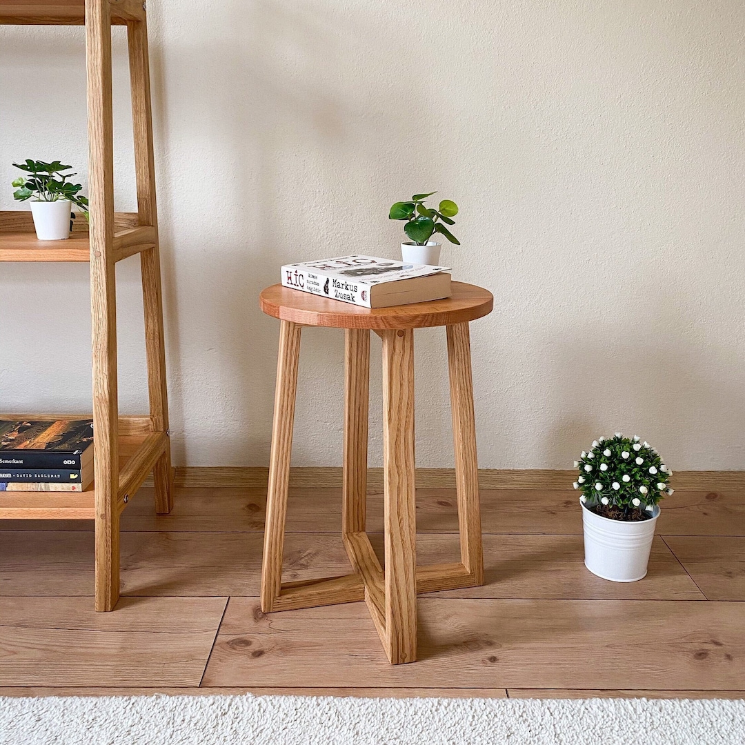 Wooden Stool Handmade Round Stool Side Table Bedside Table - Etsy