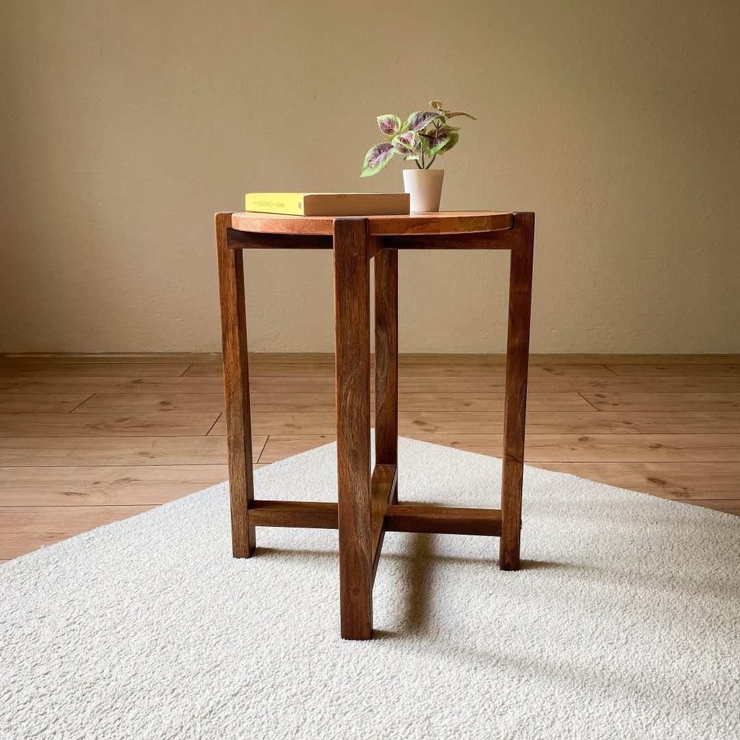 Unique Side Table, Wooden End Table, Bedside Table, Round Side Table - Etsy