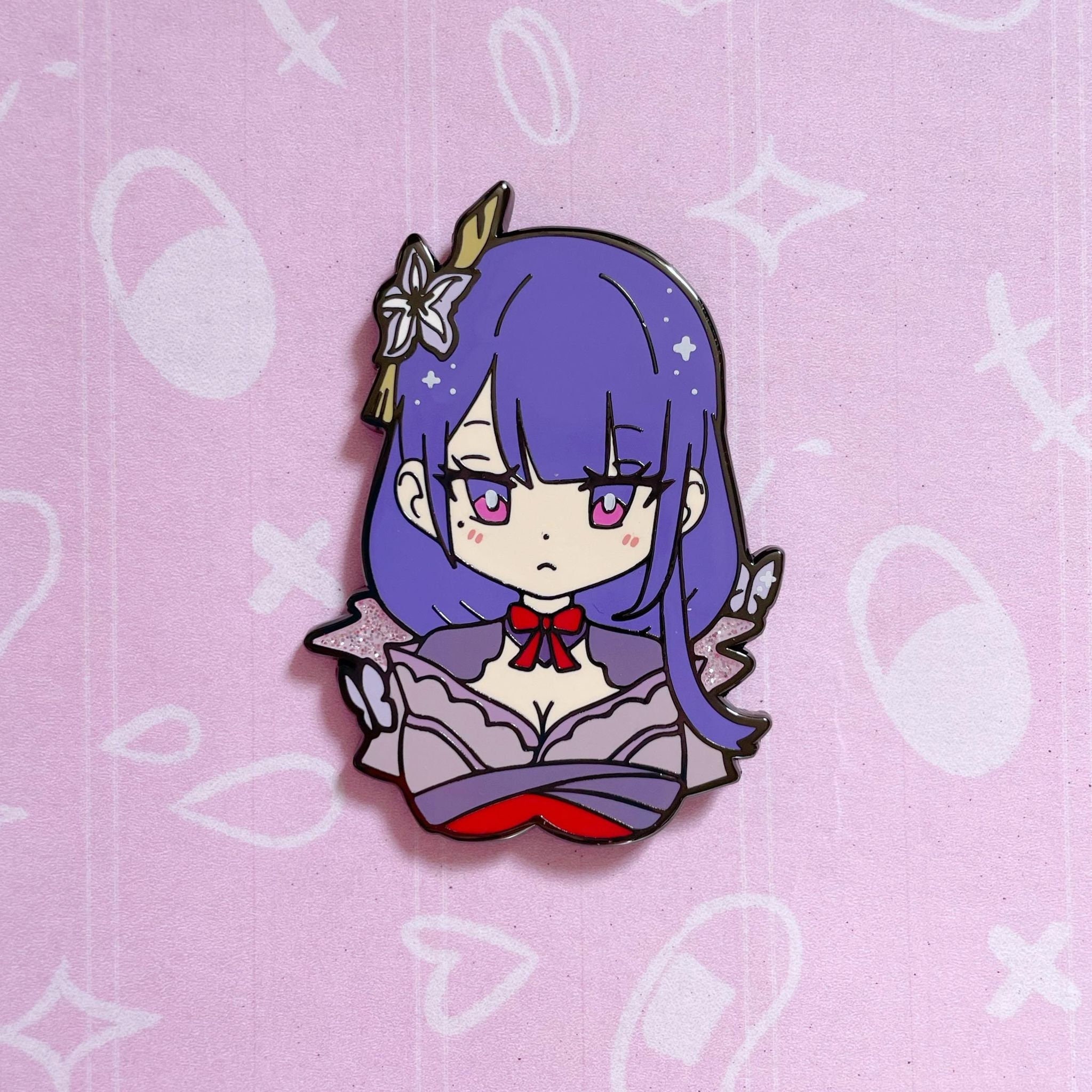 Raiden Shogun Ei Baal Enamel Pin Anime Genshin Impact Brooch Badge - Etsy