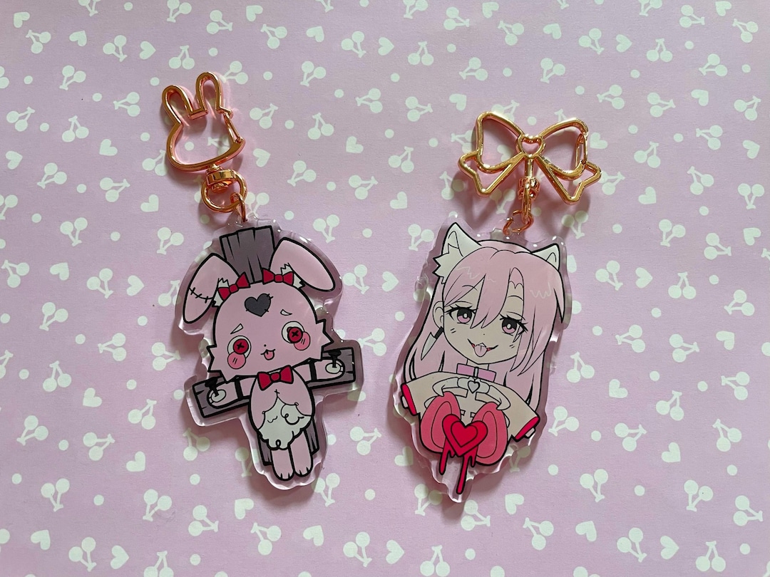 Yamikawaii Menhera Spooky Cute Keychain Bunny Rabbit Neko Girl Anime ...