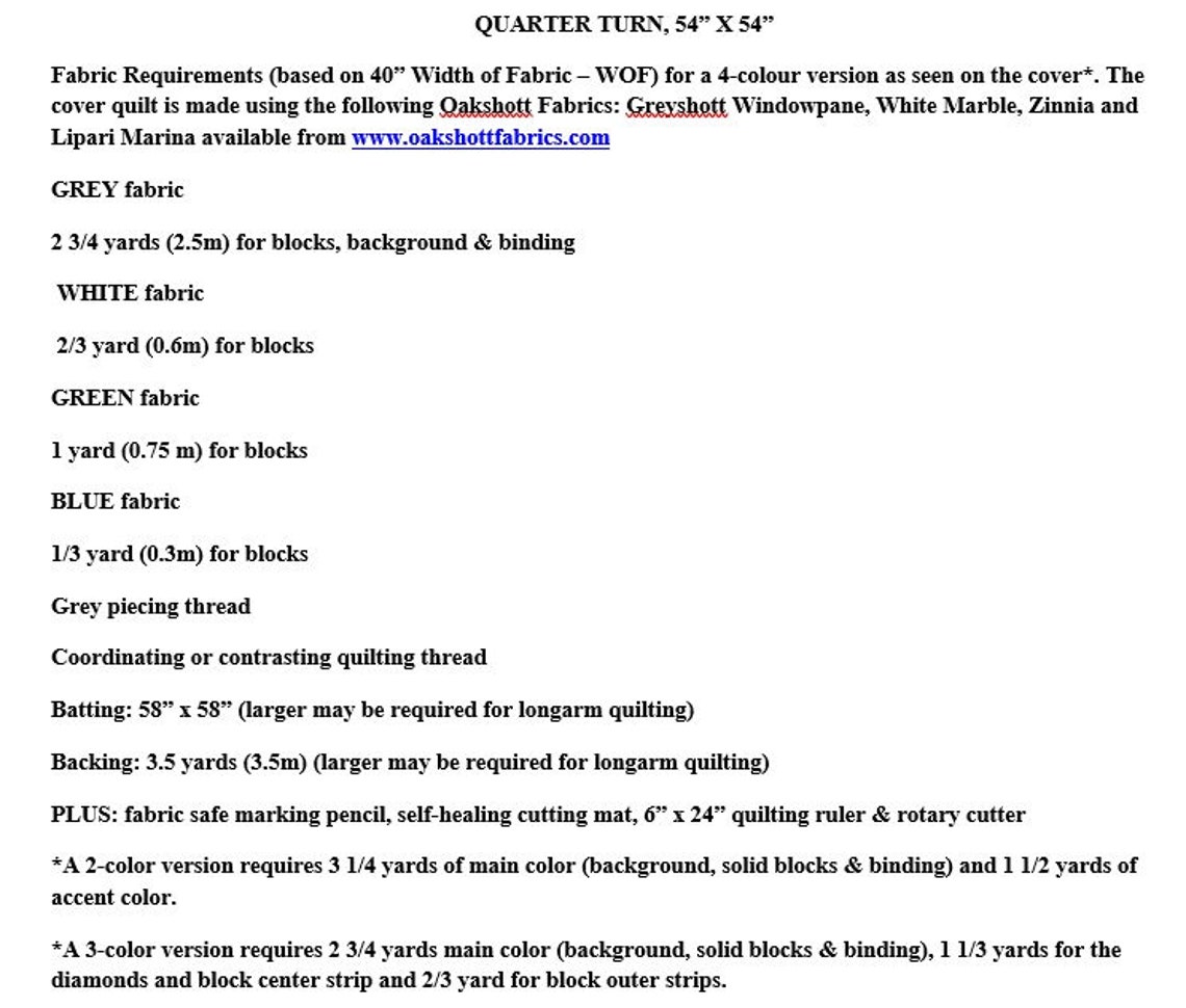 Quarter Turn QUILT PATTERN - Etsy