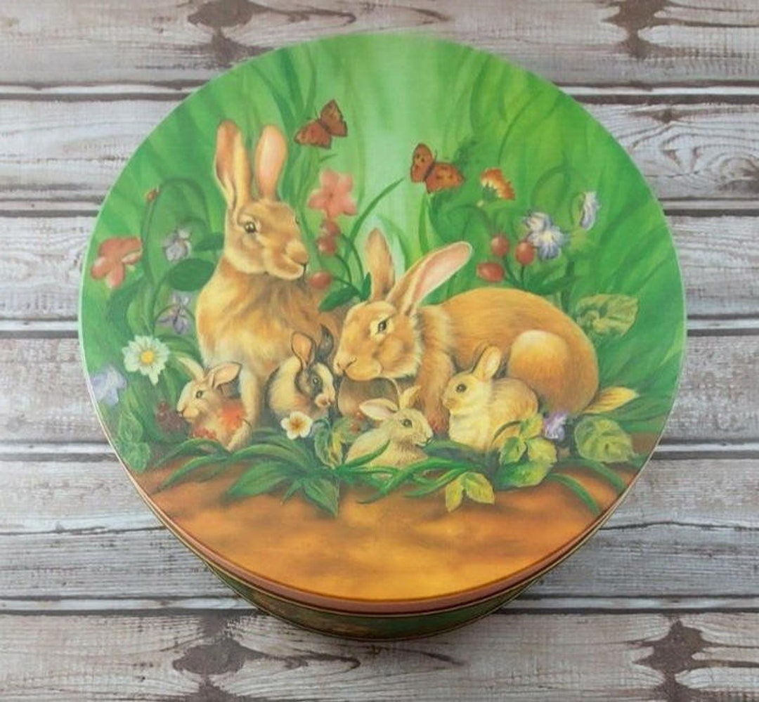3 NEW Vintage Easter Bunny Rabbit Nesting Round Metal Tins House of ...