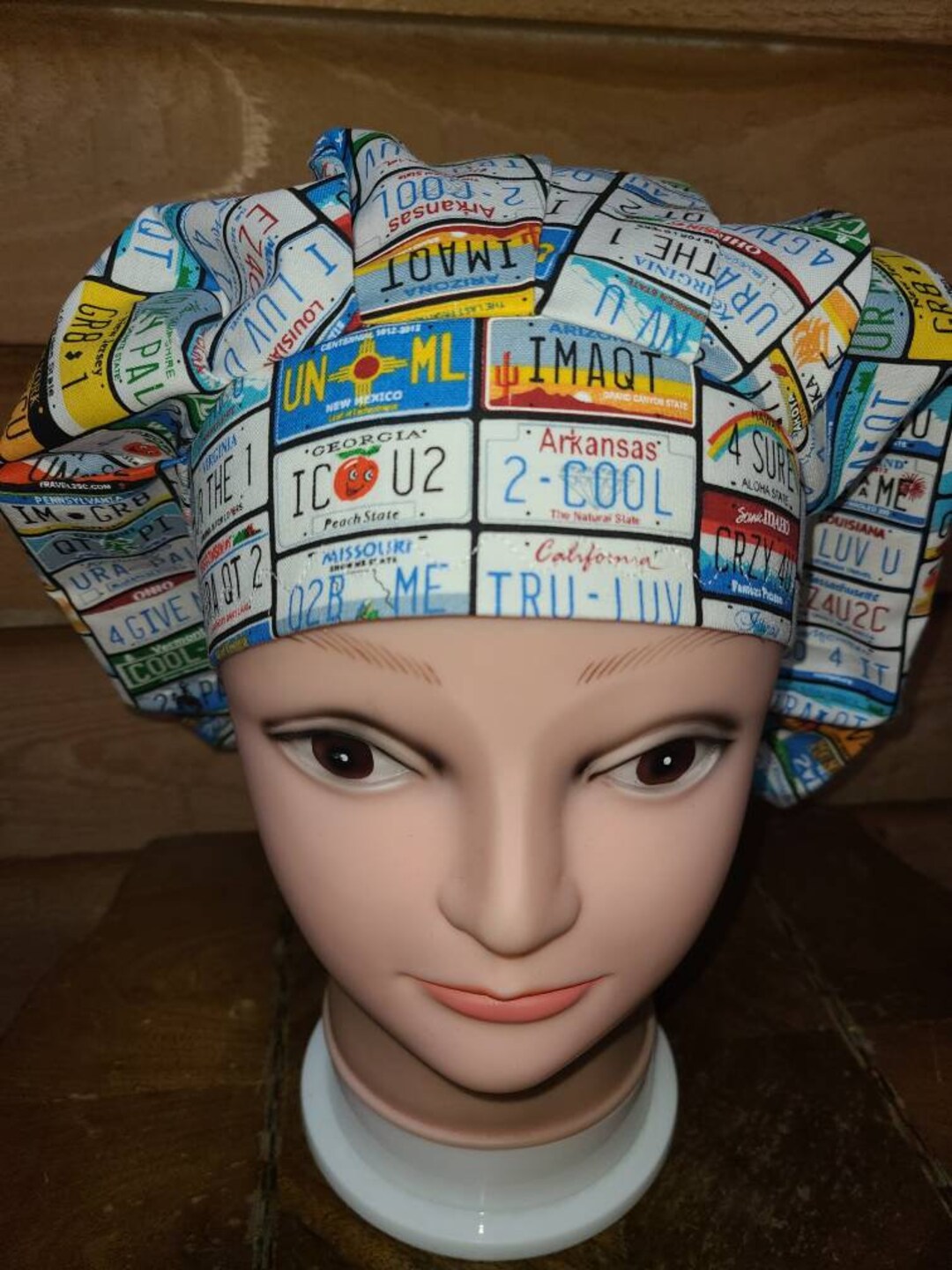 License Plates Surgical Scrub Bouffant Hat - Etsy