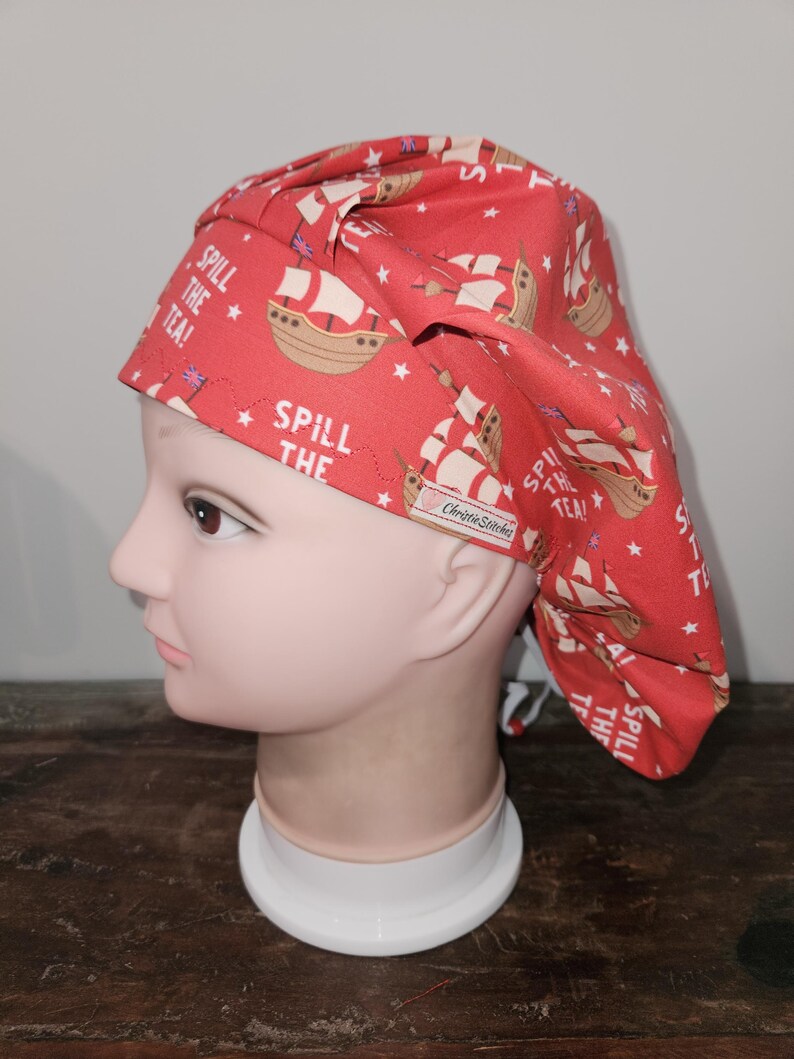 Spill the Tea, Pirate Ship Surgical Scrub Bouffant Hat - Etsy