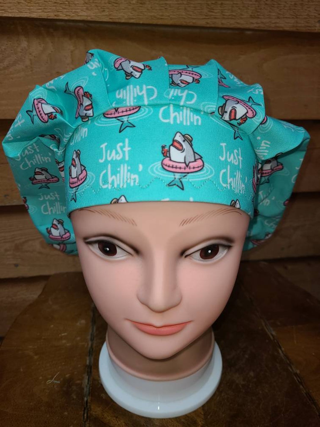Just Chillin Sharks Surgical Scrub Bouffant Hat - Etsy