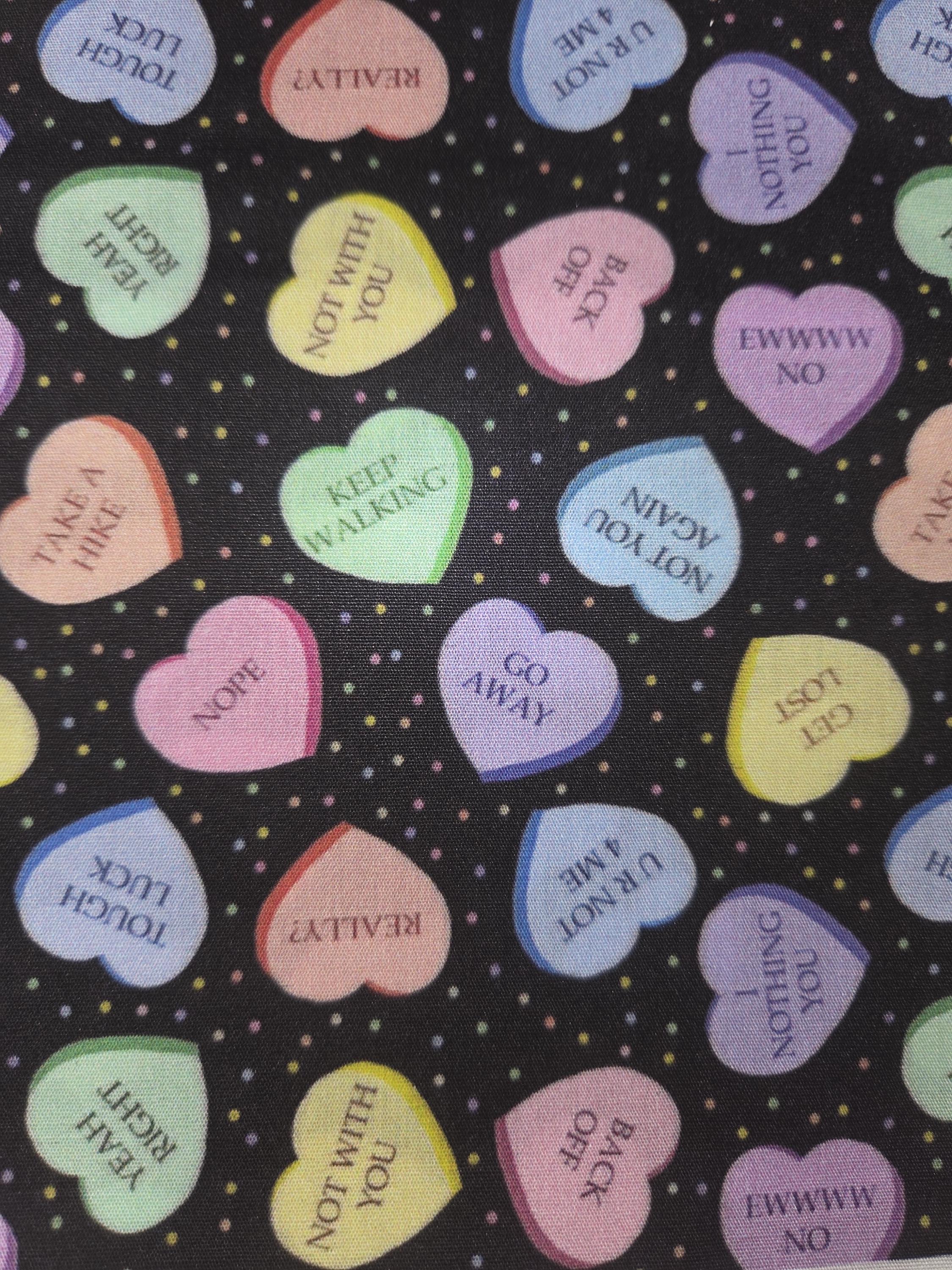Valentines Negative Candy Hearts (2 Prints) Surgical Scrub Bouffant Hat ...