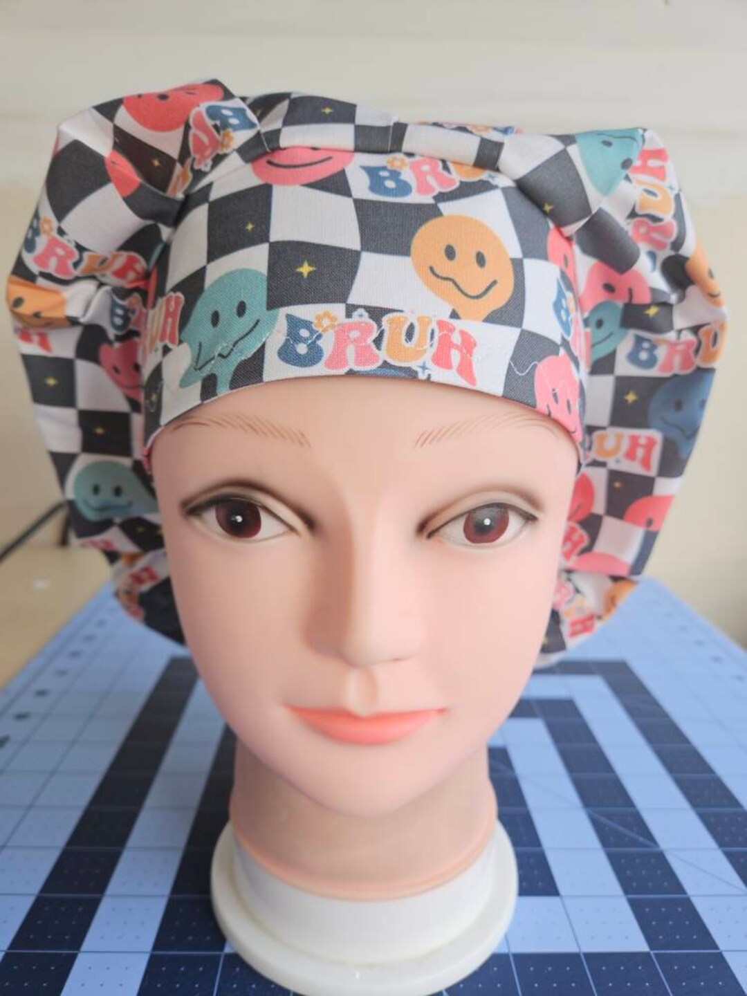 Bruh! Smiley Face Surgical Scrub Bouffant Hat - Etsy