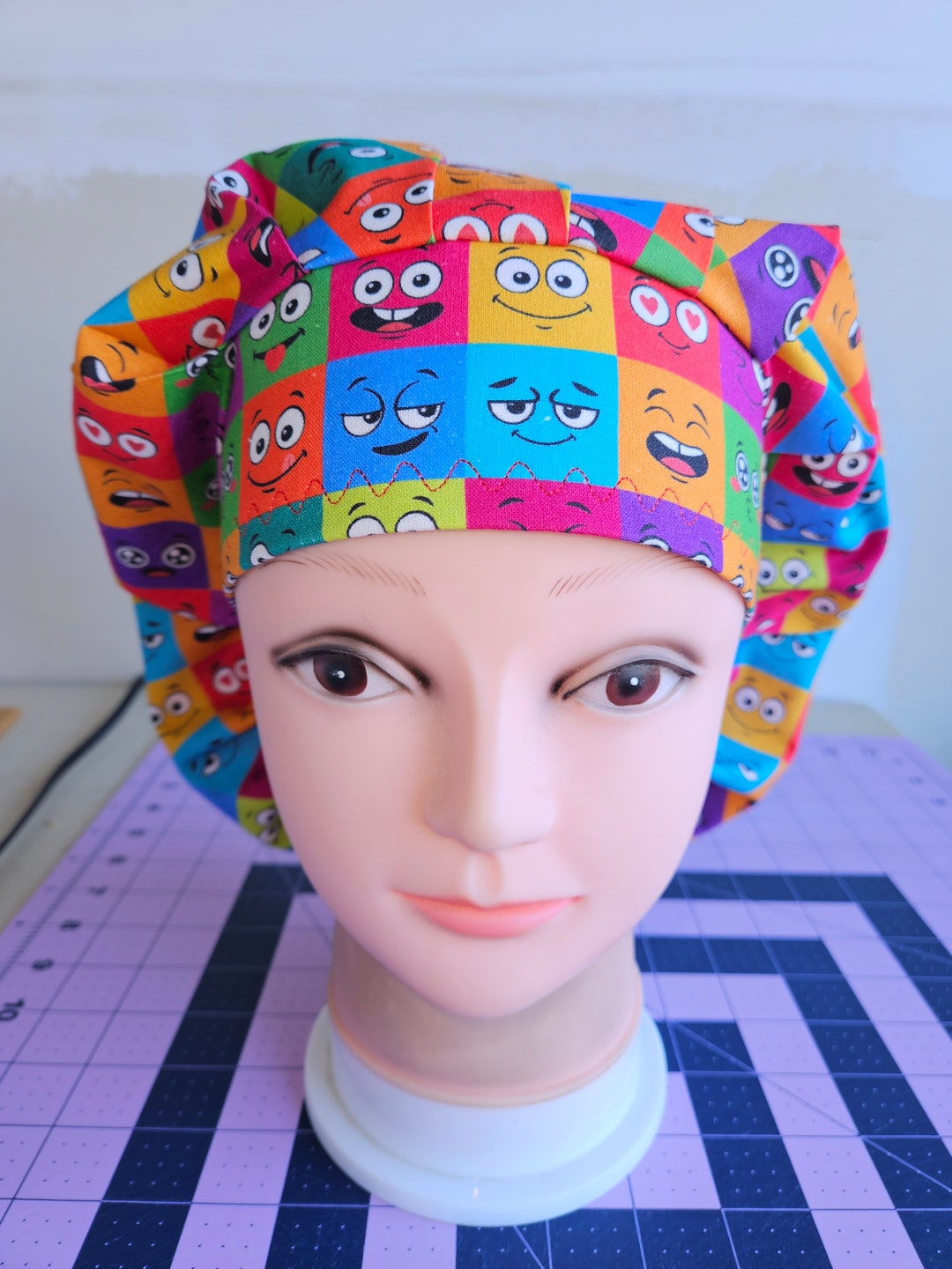 Rainbow Emoji Faces Surgical Scrub Bouffant Hat - Etsy