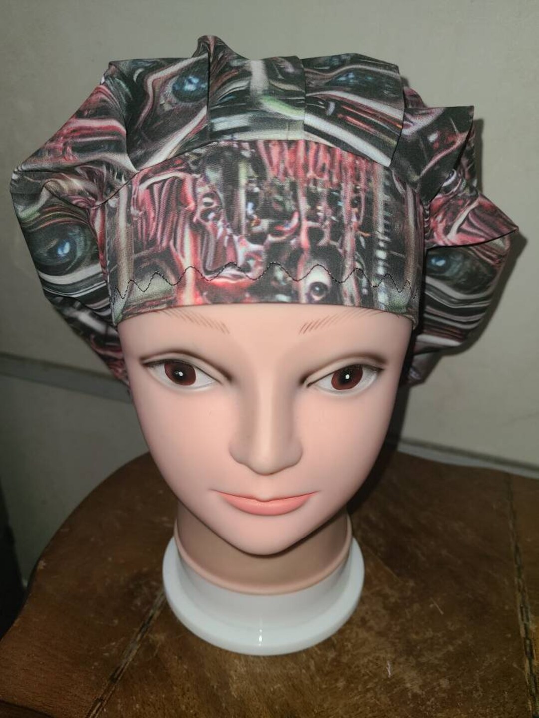 Creepy Pipes and Gore, Flesh Eyes Halloween Surgical Scrub Bouffant Hat ...