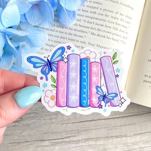 Spring Book Stack Vinyl Sticker: Butterfly, Smut Reader - Etsy