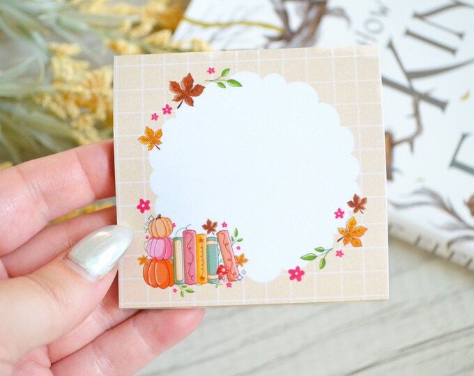 Fall Book Stack Sticky Notes | 3x3 Sticky Notes | Cute Notepad | Fall ...