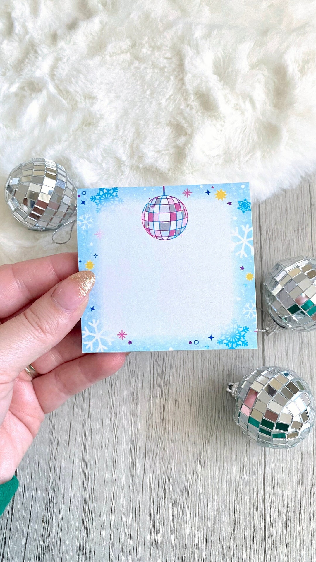 Winter Disco Sticky Notes: Mirrorball Holiday Notepad (3x3) - Etsy