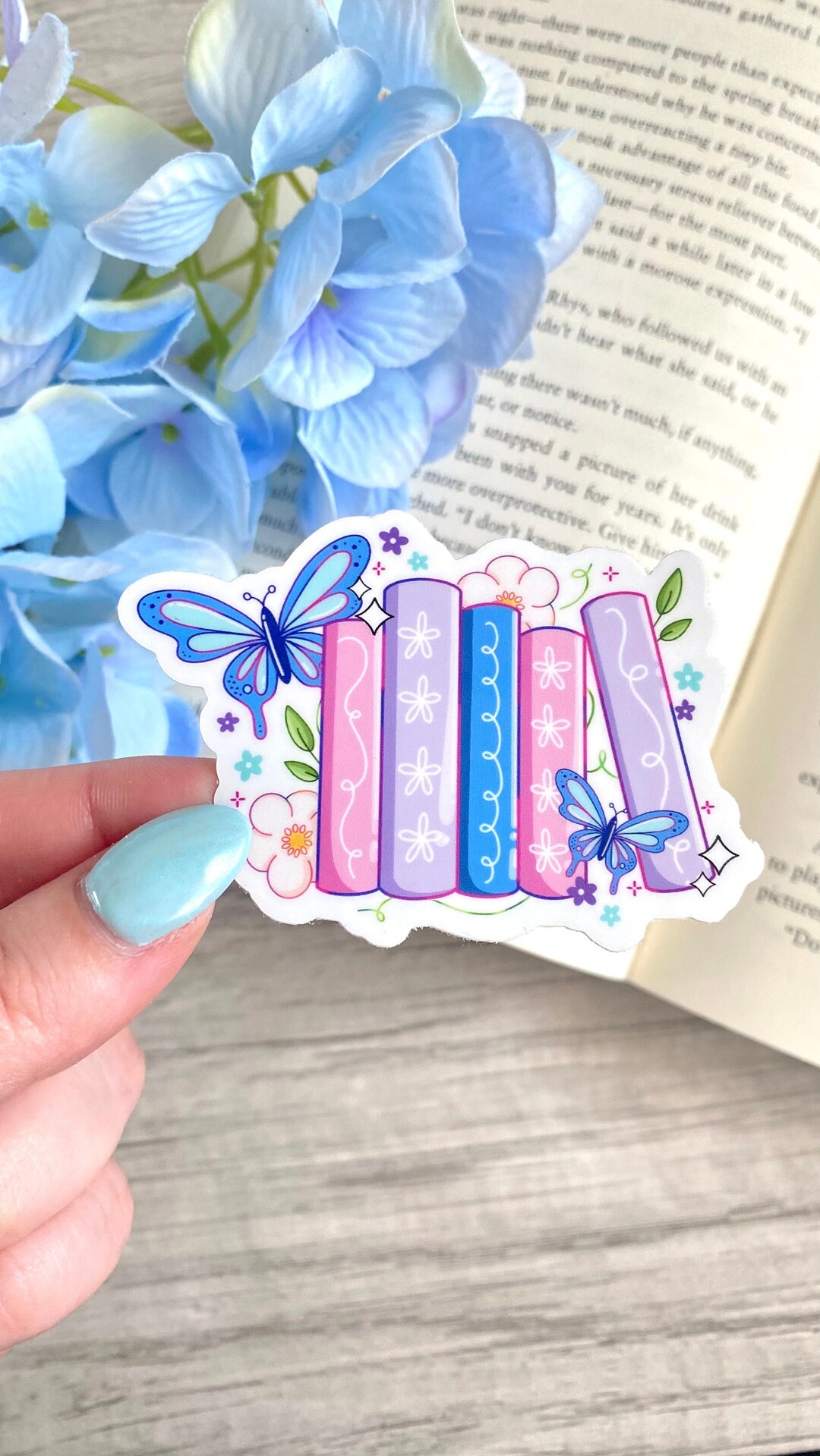 Spring Book Stack Vinyl Sticker: Butterfly, Smut Reader - Etsy