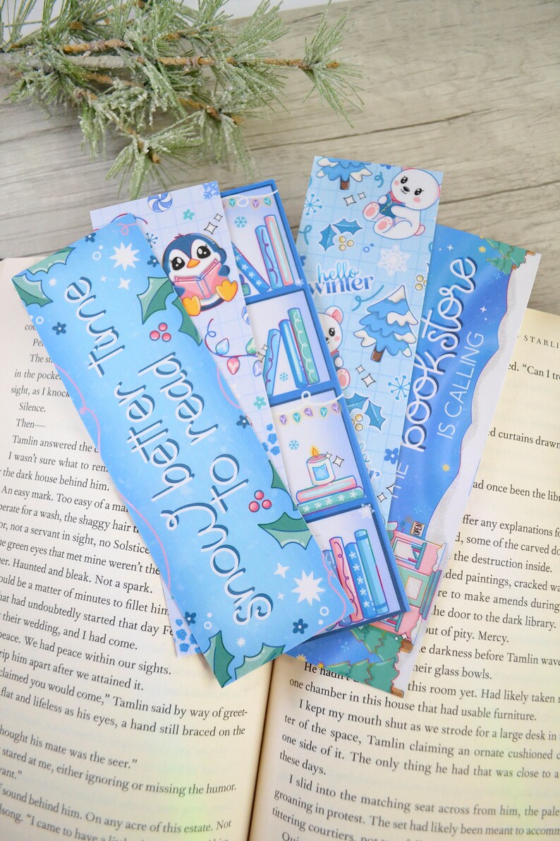 Winter Wonderland Bookmark: Kawaii Polar Bear, Cozy Read - Etsy