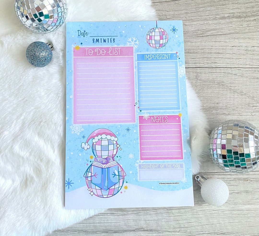Winter Disco Daily Planner Notepad, 5.5 X 8.5 Notepad, Disco Lover ...