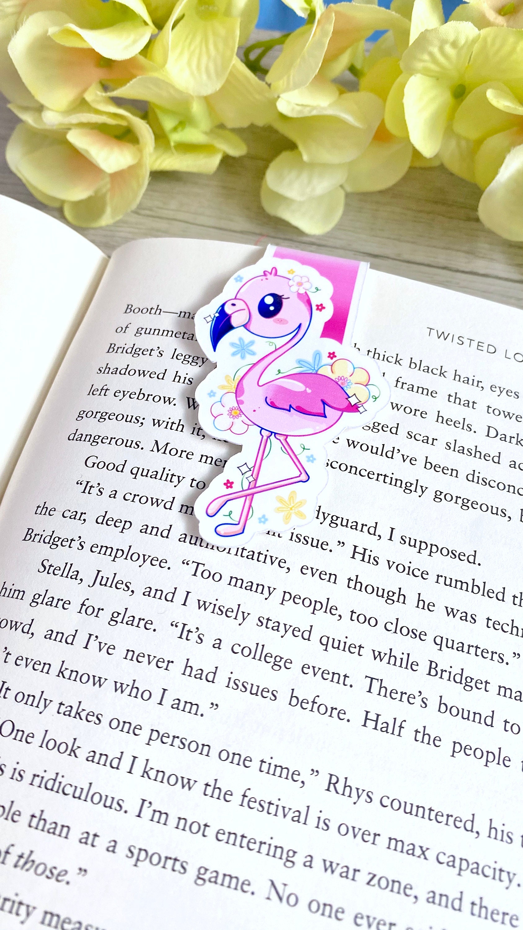 Kawaii Floral Flamingo Magnetic Bookmark - Etsy
