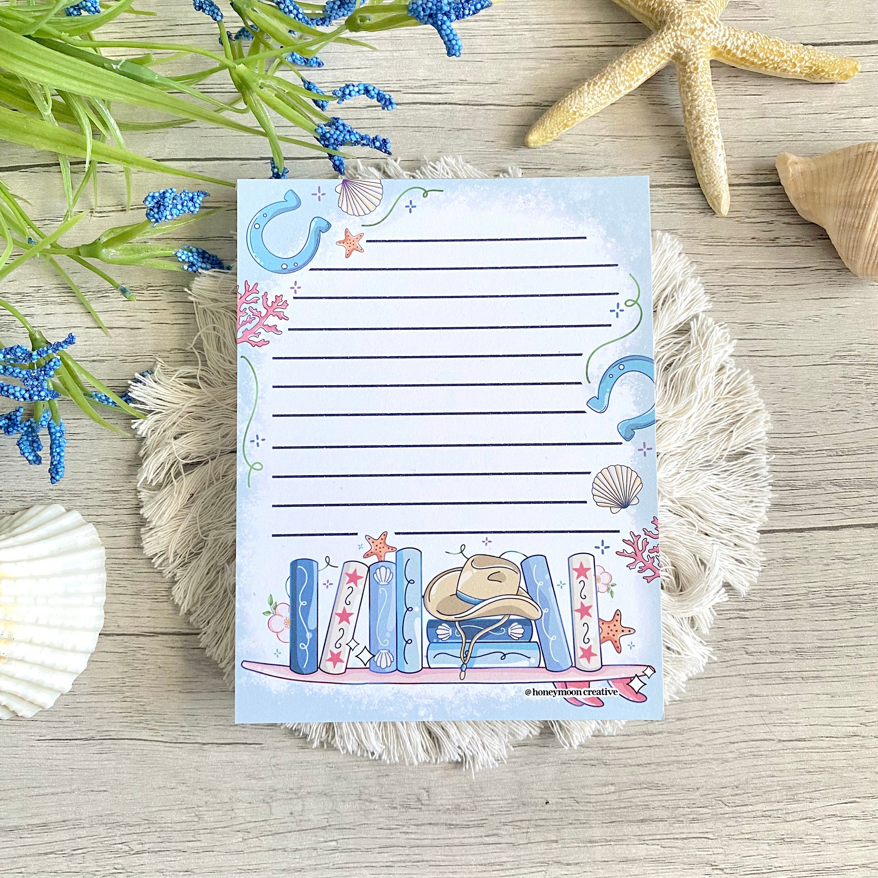 Coastal Bookstack Summer Notepad, 4.25 X 5.5 Notepad, Notepads, Coastal ...