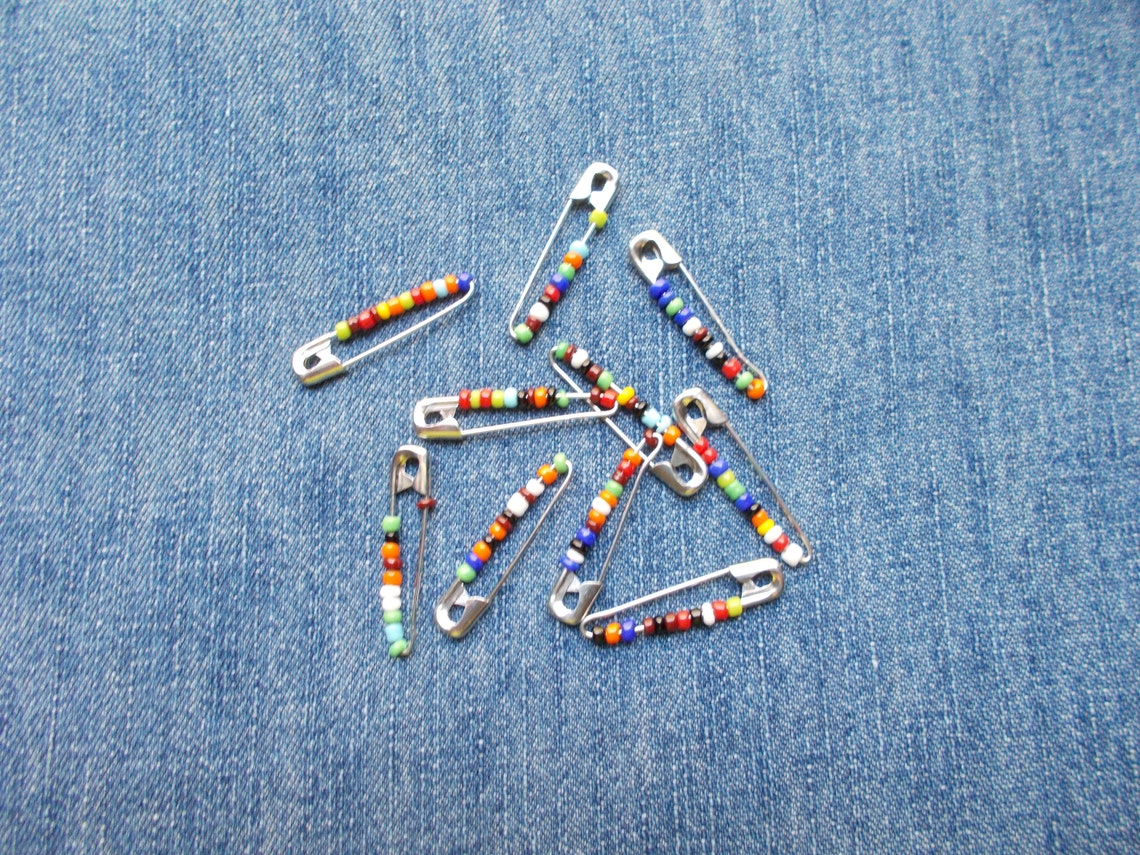 1980s Style Bead/safety Pin Friendship Pins - Etsy