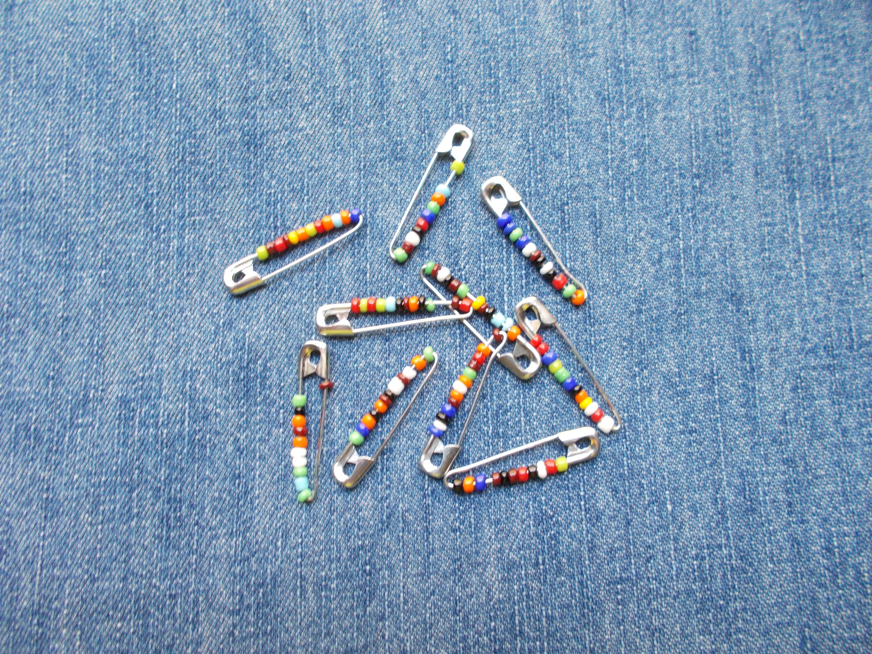 1980s Style Bead/safety Pin Friendship Pins - Etsy
