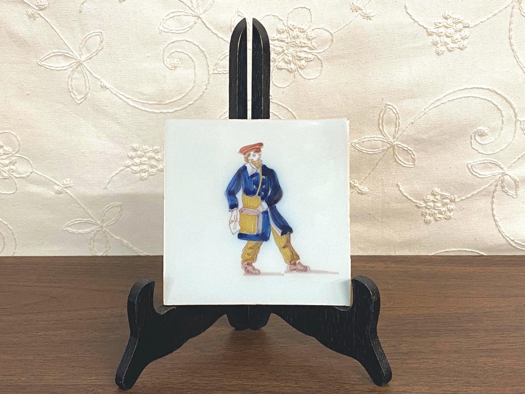 Vintage Tichelaar Makkum Dutch Postal Carrier Ceramic Tile: Polychrome ...