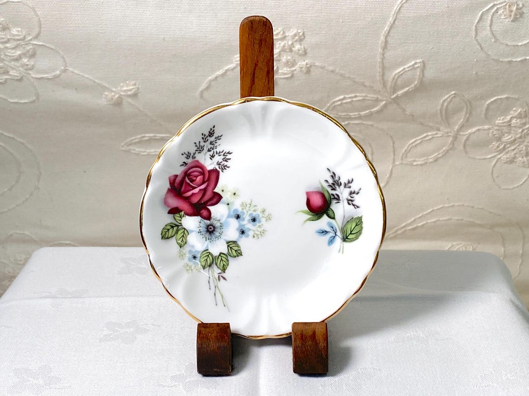 Vintage Red Roses Wild Rose Bone China Butter Pat by Hammersley Spode ...