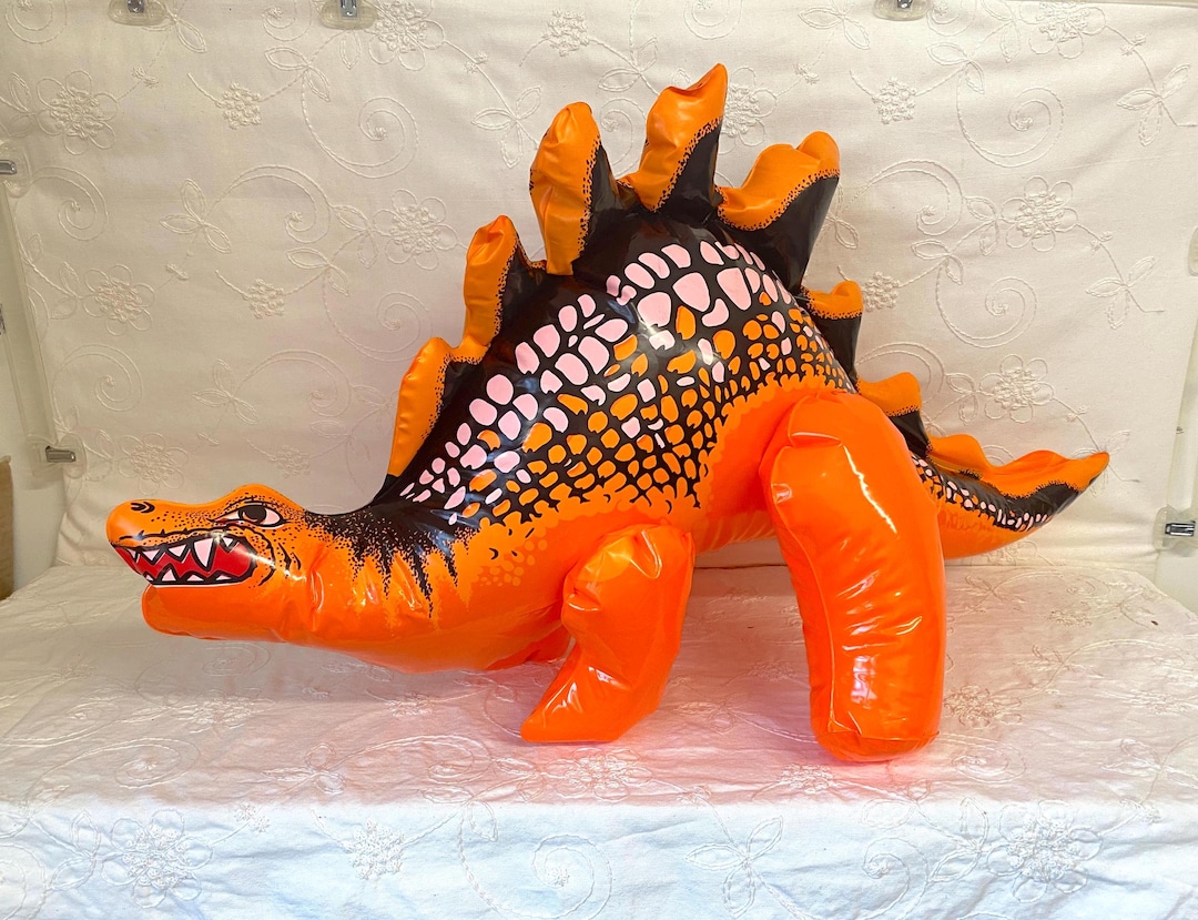 Vintage Inflatable Vinyl Dinosaur Stegosaurus 1990s Neon Orange Blow-up ...