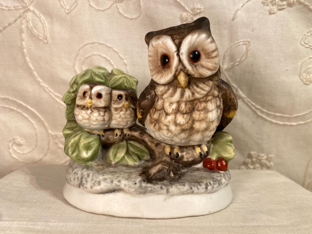 Vintage Porcelain Owl Figurine by HOMCO Owl and Owlets Family Parent ...