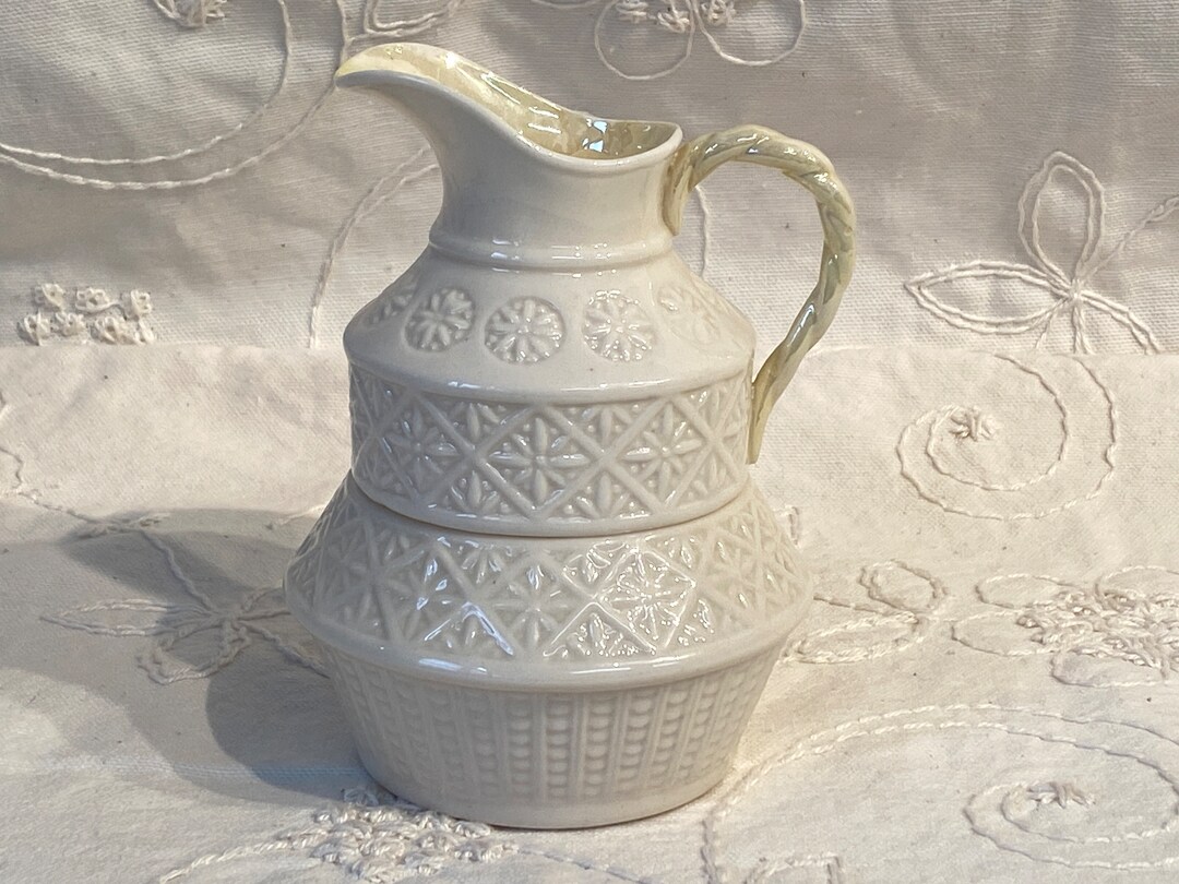 Belleek Ireland Cleary Nesting Creamer and Sugar Bowl Set 1st Green 4th Mark 1946-1955 Tea Party ...