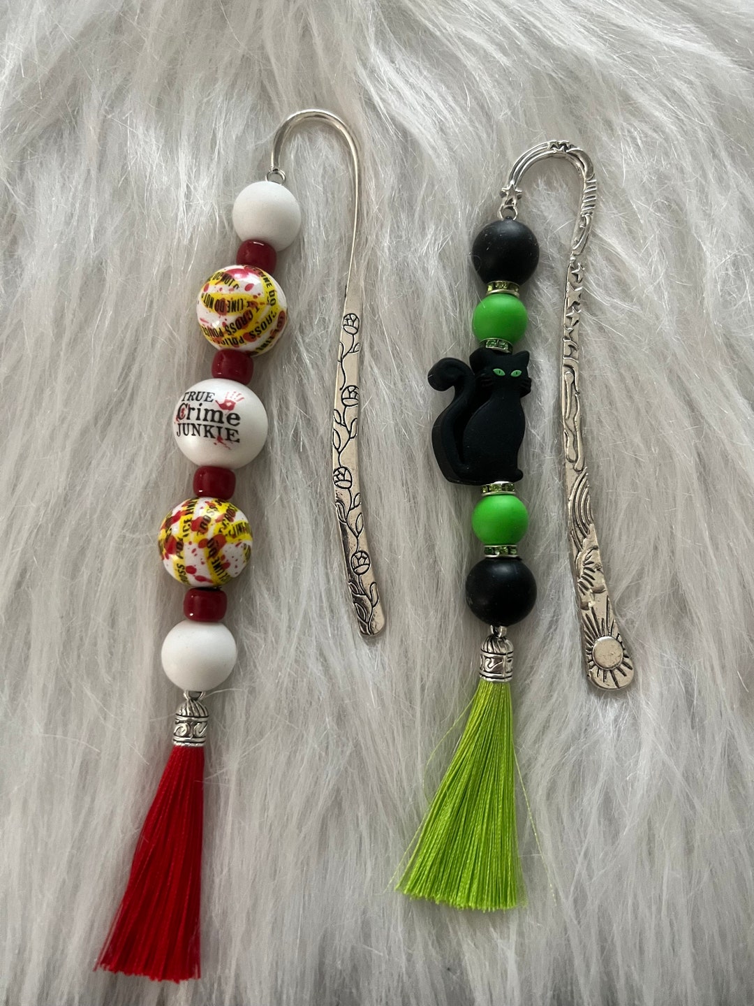 Beaded Bookmark, Hook Bookmark, Bookmark, Novelty Bookmark, Cat ...