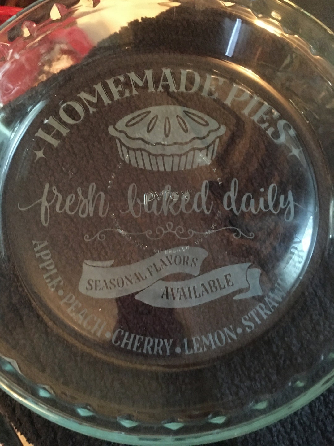 Etched Pie Plate, Glass Pie Plate, Pyrex Pie Plate, Baking Accessories ...