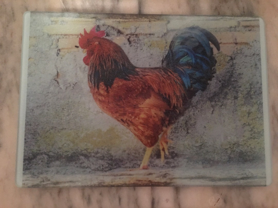 Glass Cutting Board, Rooster Cutting Board, Cutting Board, Sublimated ...