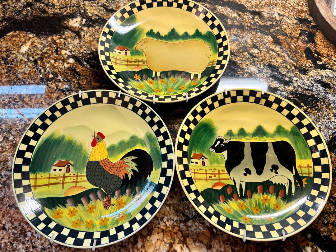 Decorative Plates, Farm Animal Plates, Country Decor - Etsy