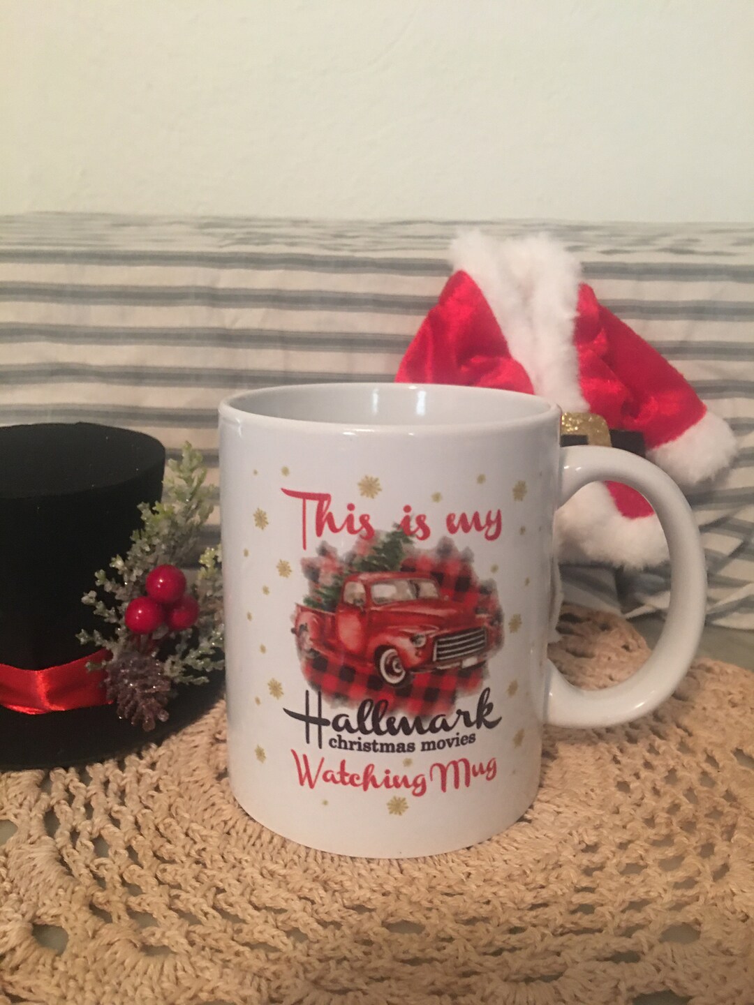 Christmas Mug, Christmas Movie Mug, Hallmark Movie Mug, Red Truck Mug ...
