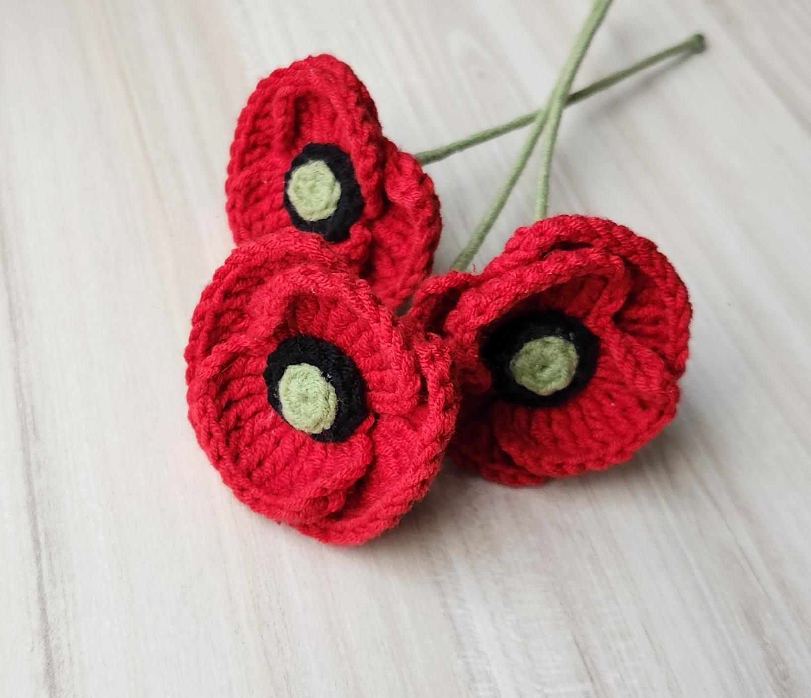Easy Crochet Poppy Flower Pattern – PDF Tutorial With Video – Beginner ...