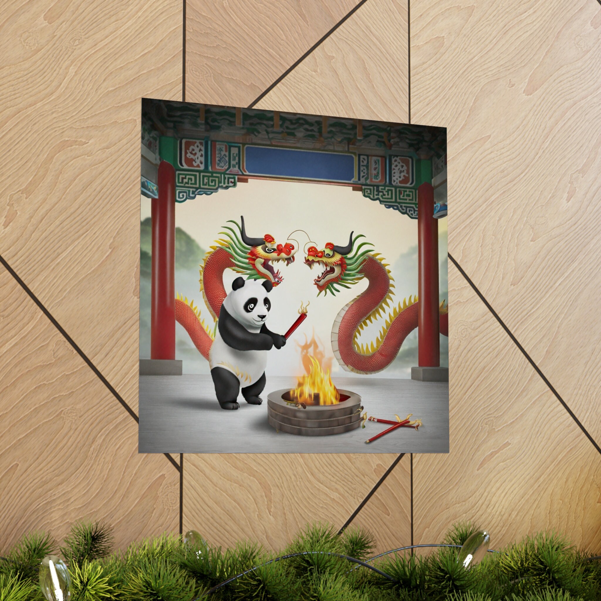 Cooking Panda Wall Decor, Chinese Dragon, Panda Home Decor, Animal ...