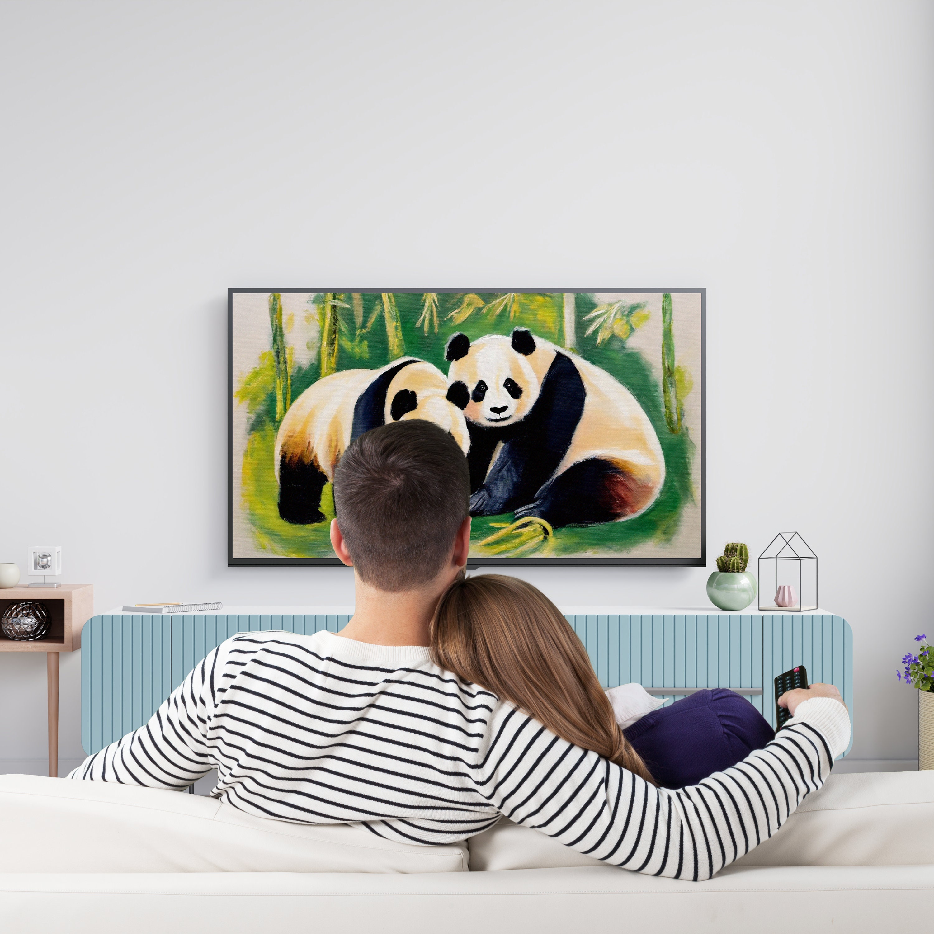 Giant Pandas Frame TV Wall Art, Transform Any Room Into a Sanctuary of ...