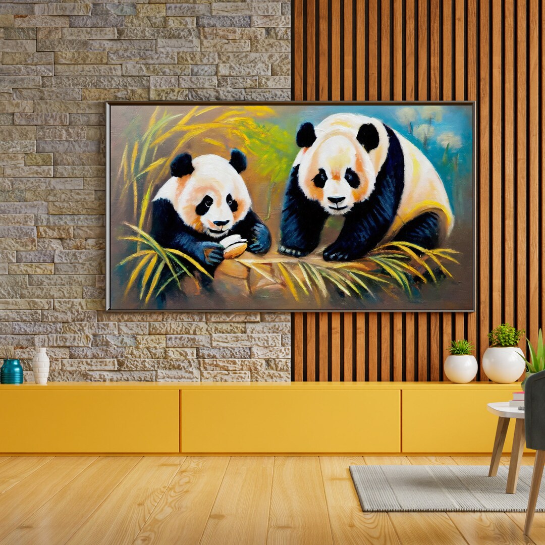 Giant Pandas Frame TV Wall Art, Transform Any Room Into a Sanctuary of ...