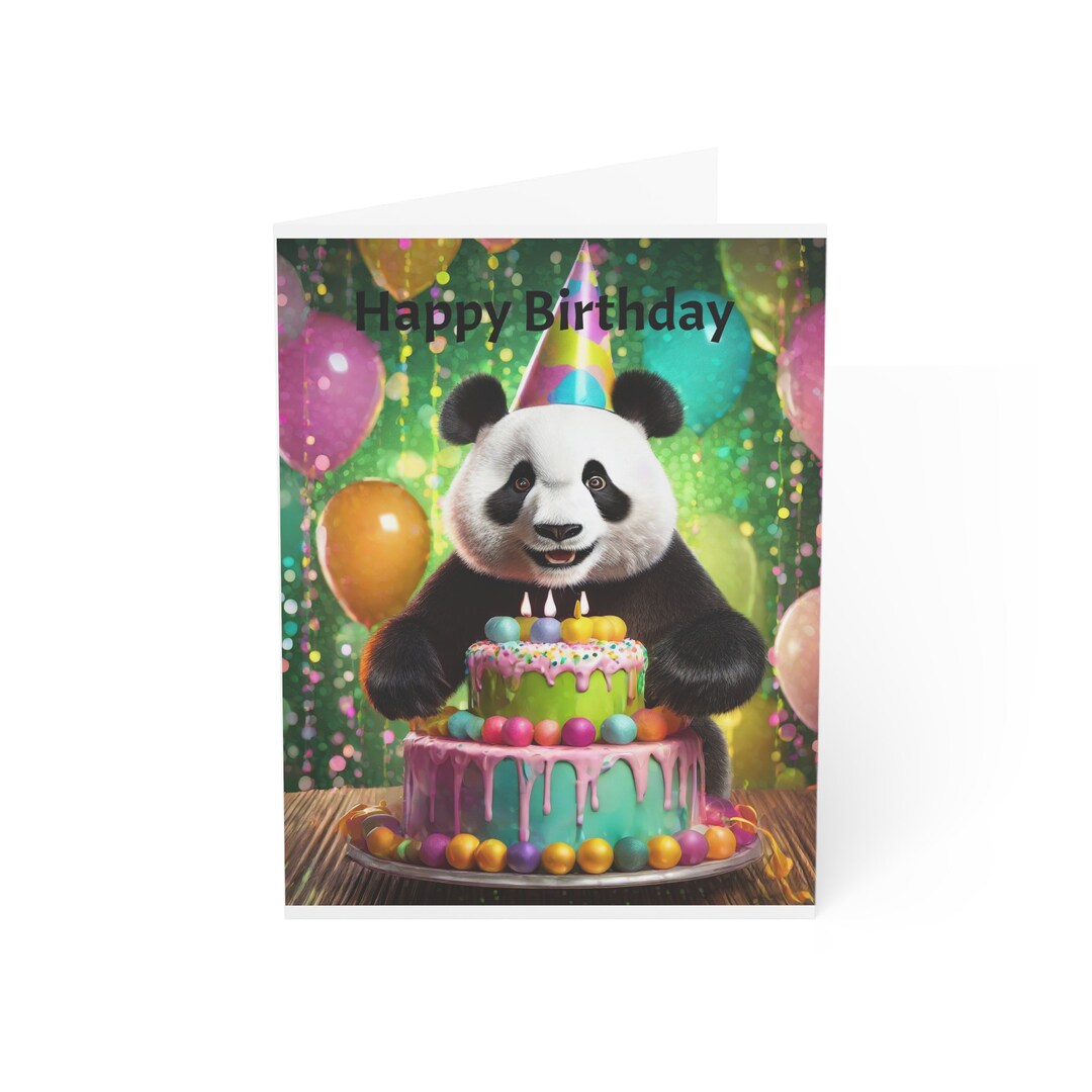 Panda Birthday Card, Greeting Card, Panda Art, Animal Lover, Panda ...