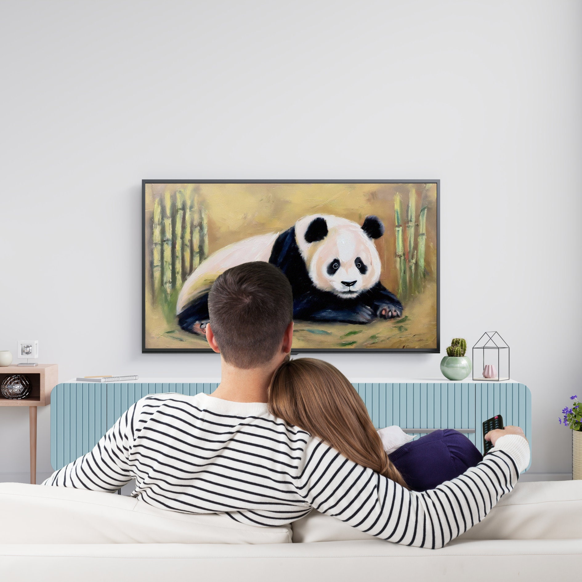 Giant Panda Frame TV Wall Art, Transform Any Room Into a Sanctuary of ...